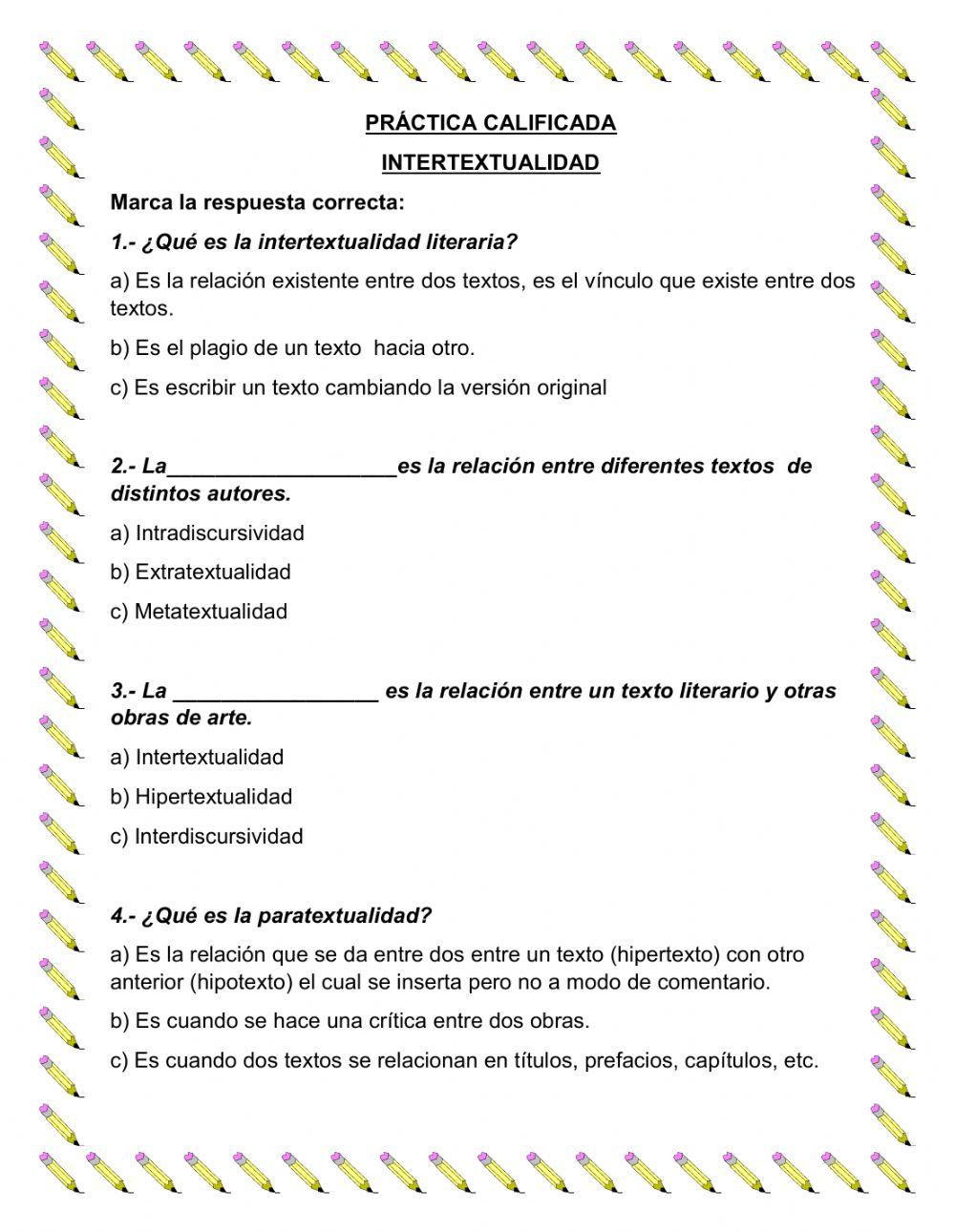 INTERTEXTUALIDAD 6175158 | Letras | Live Worksheets