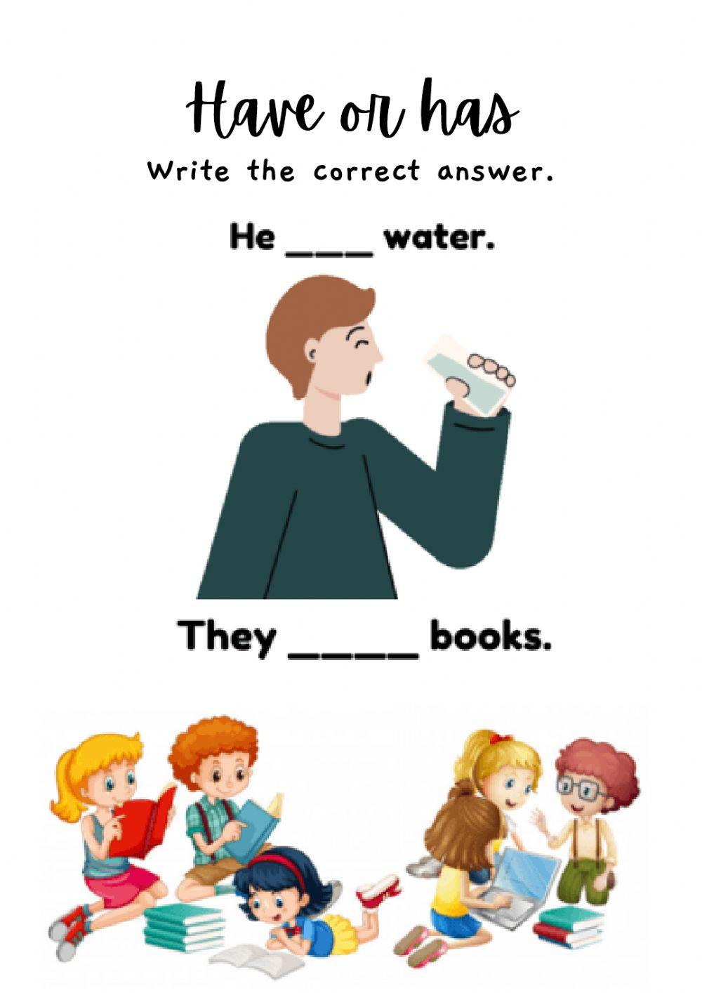 Have or Has free worksheet | Live Worksheets