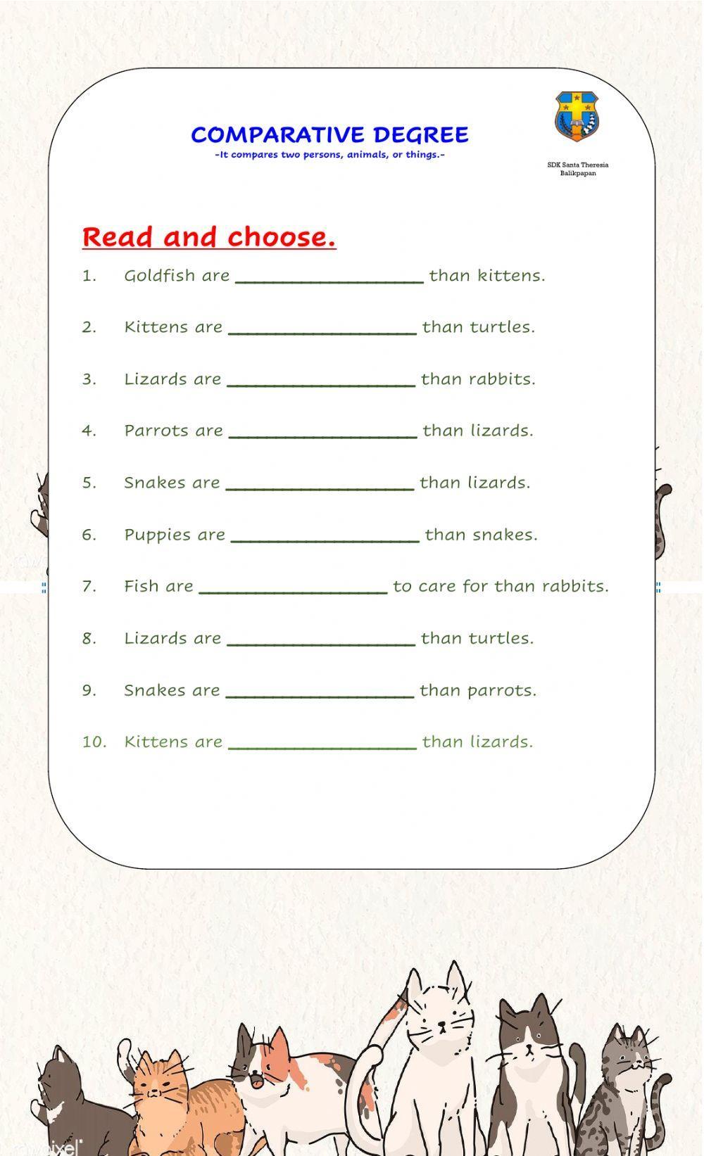 Comparative degree activity | Live Worksheets