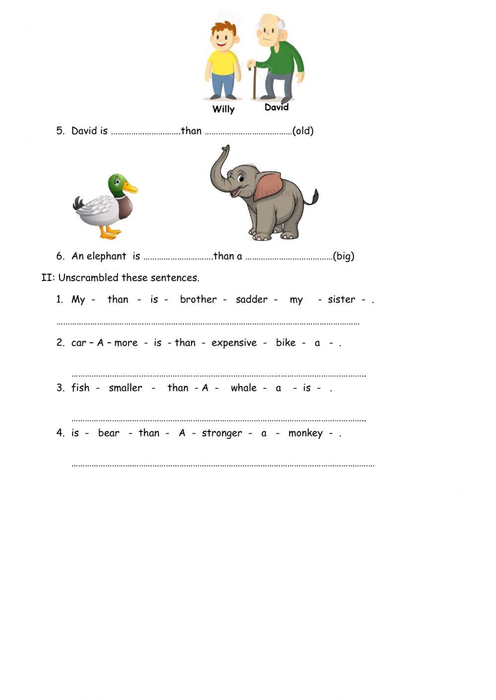 Comparatives 1 interactive worksheet | Live Worksheets