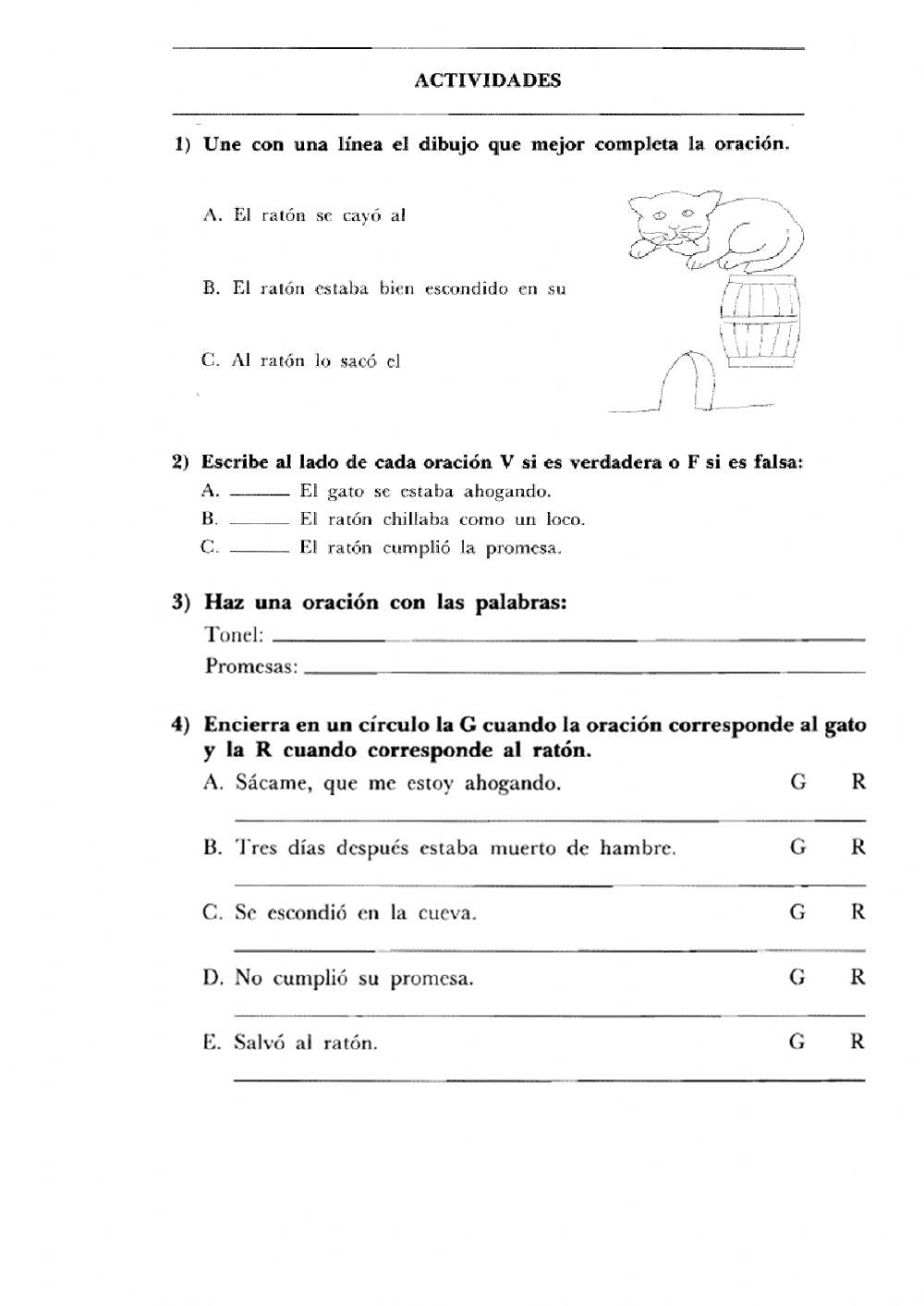 Comprensión lectora 3 El gato y el ratón 6176293