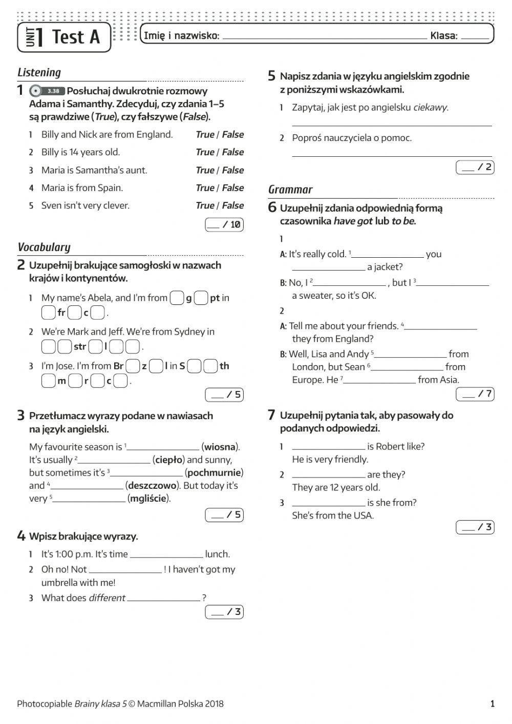 Brainy 5 - unit… | Free Interactive Worksheets | 6177152