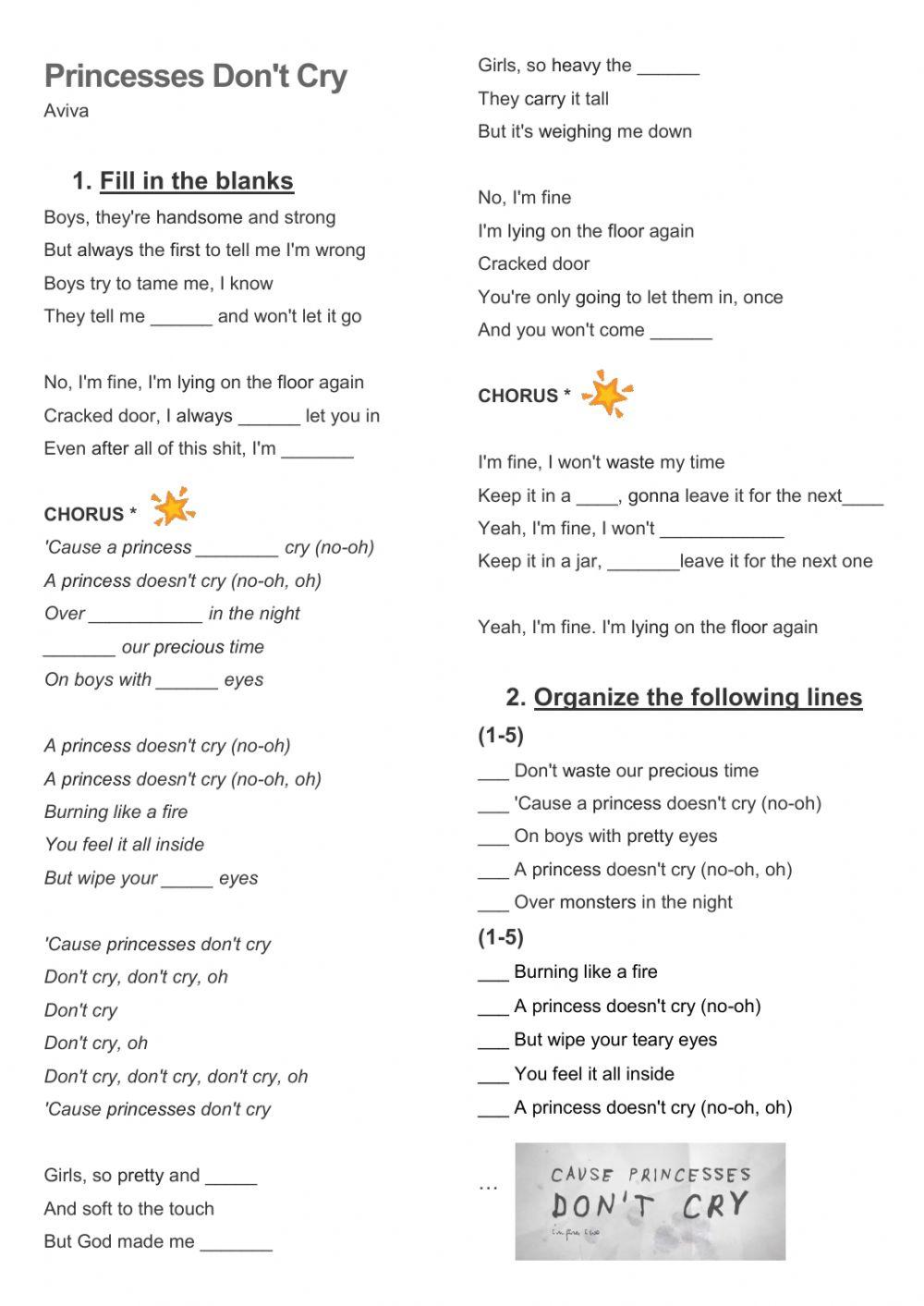 Princesses Don't Cry worksheet | Live Worksheets