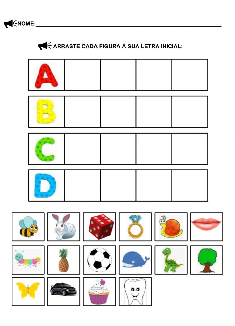Letras Iniciais - Part. 1 worksheet | Live Worksheets