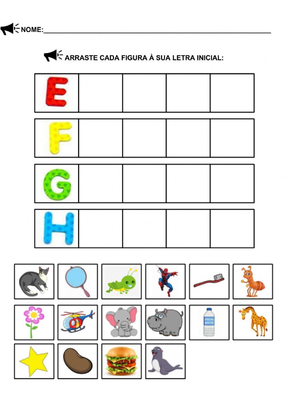 Letras Iniciais - Part. 2 worksheet | Live Worksheets