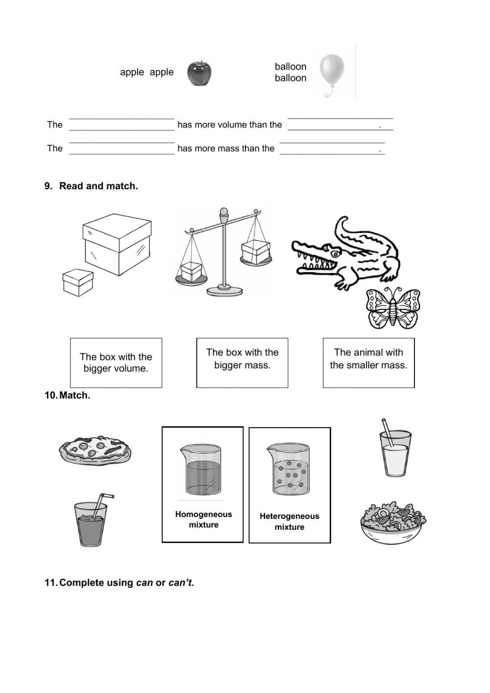 Matter and mate… | Free Interactive Worksheets | 452114