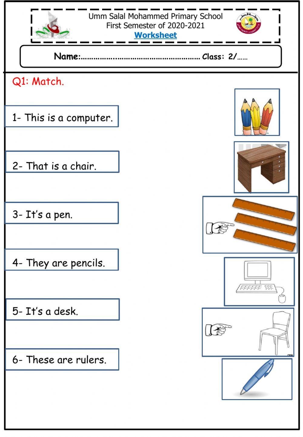 My class objects worksheet | Live Worksheets