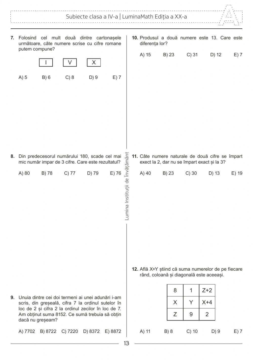 Subiecte Lumina… | Free Interactive Worksheets | 453636
