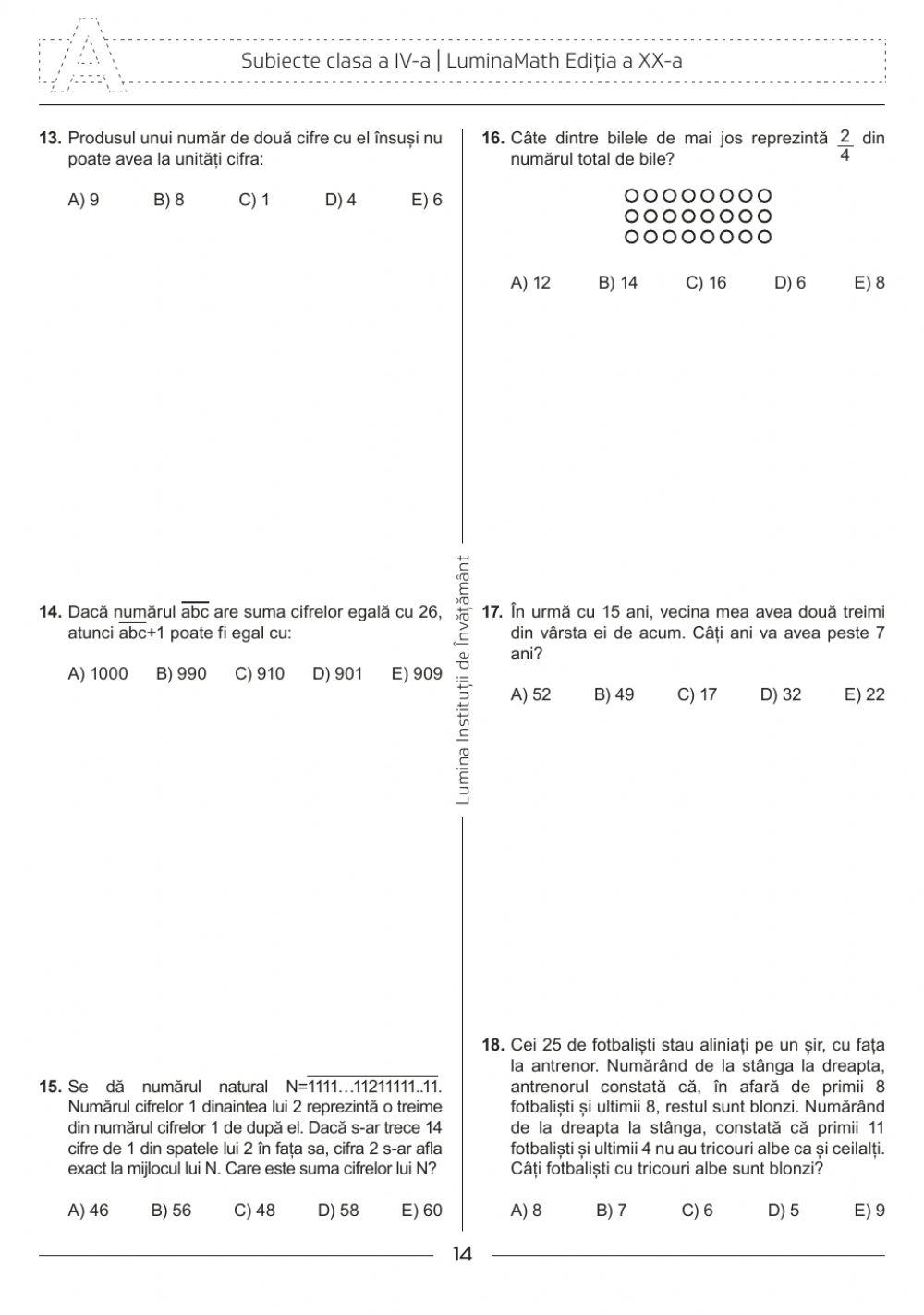 Subiecte Lumina… | Free Interactive Worksheets | 453636