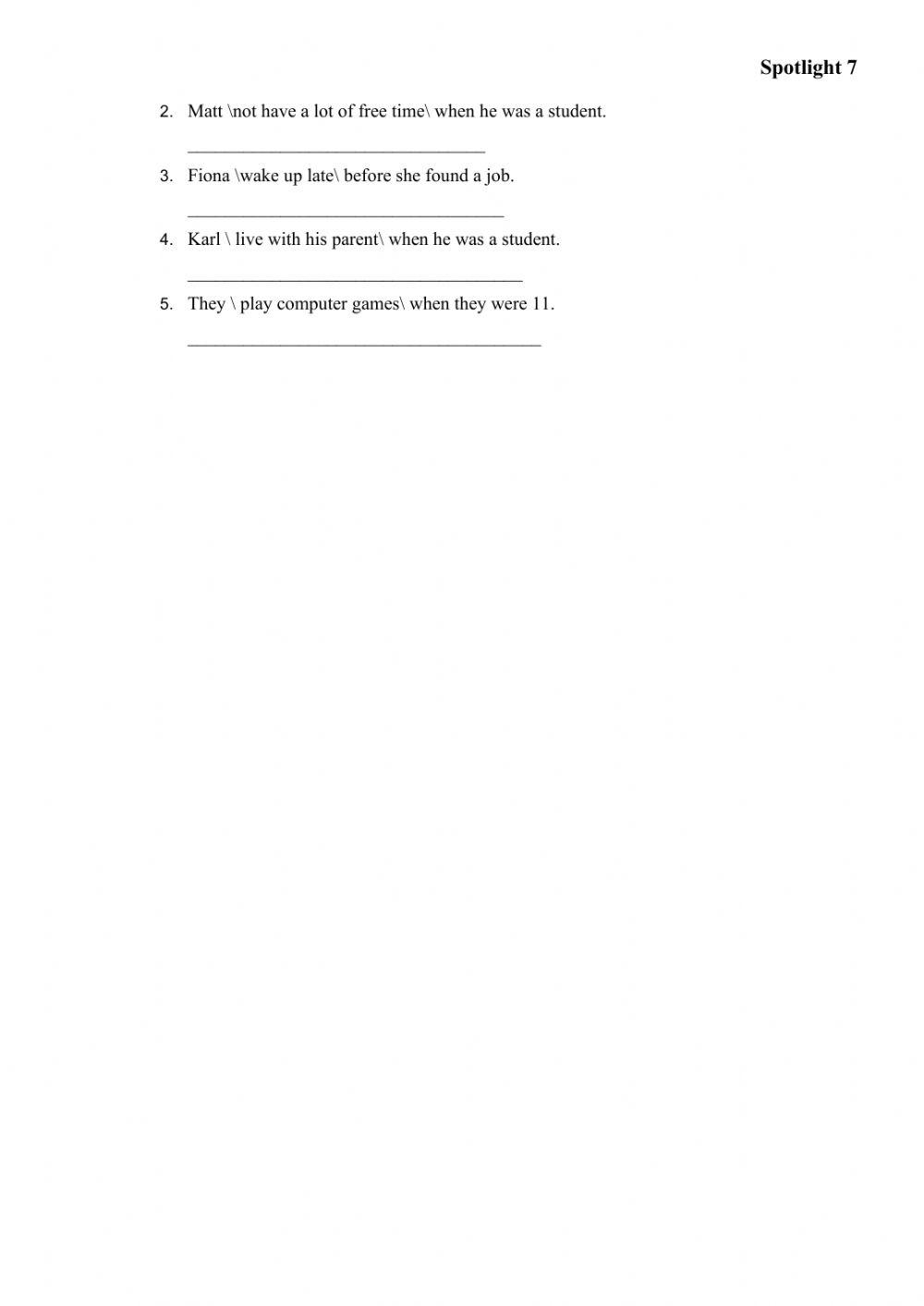 Spotlight 7 test 2 worksheet | Live Worksheets