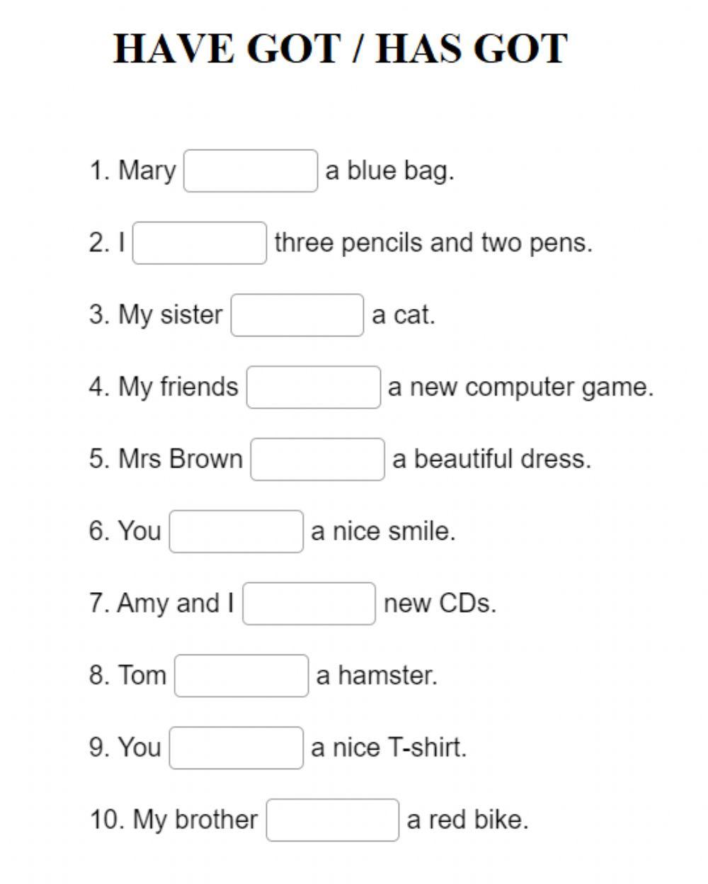 Have got | Free Interactive Worksheets | 453774