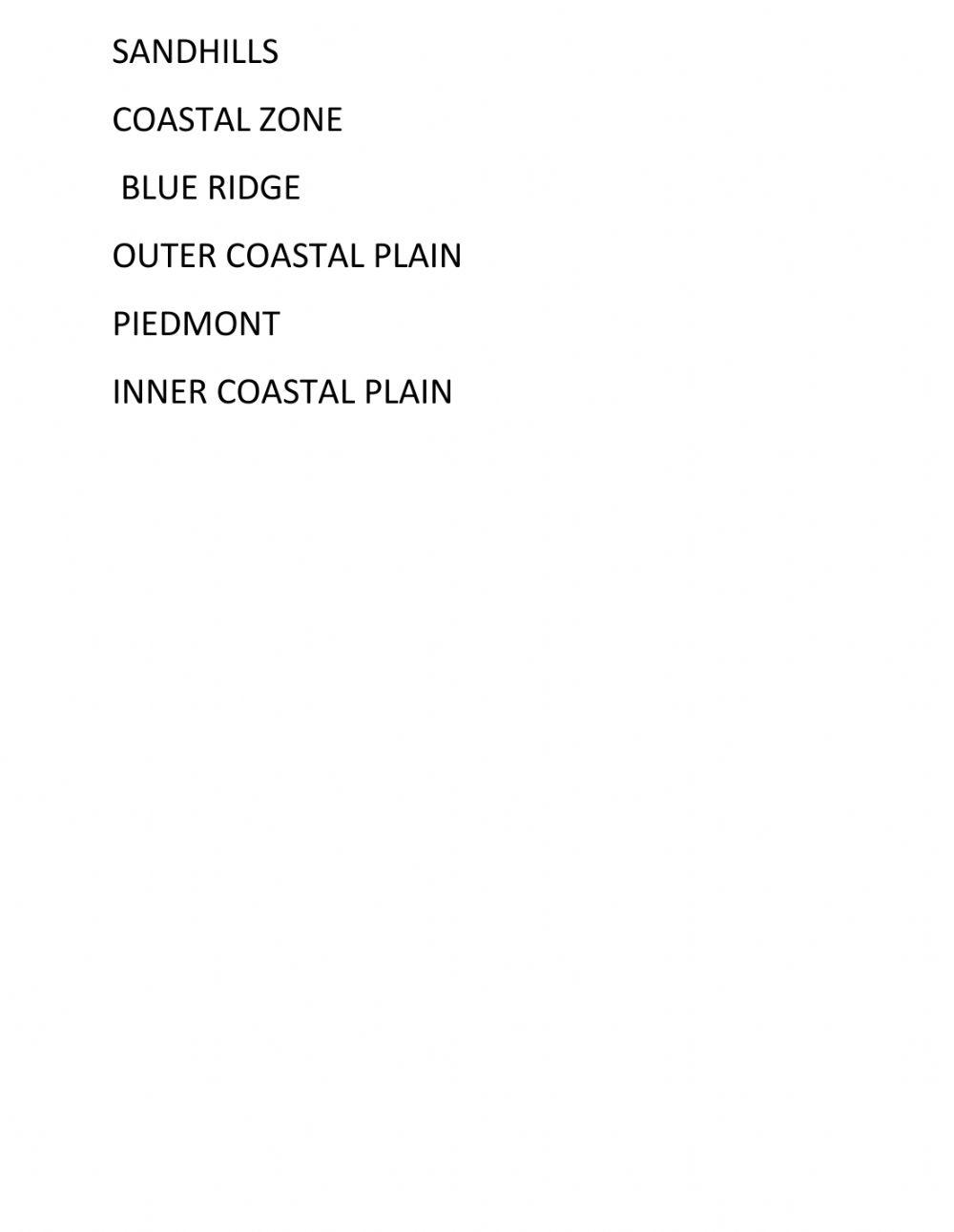 Regions of sc worksheet | Live Worksheets