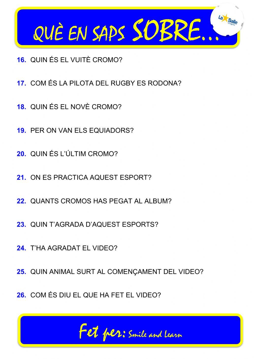 Que saps sobre....Esports I CI worksheet | Live Worksheets