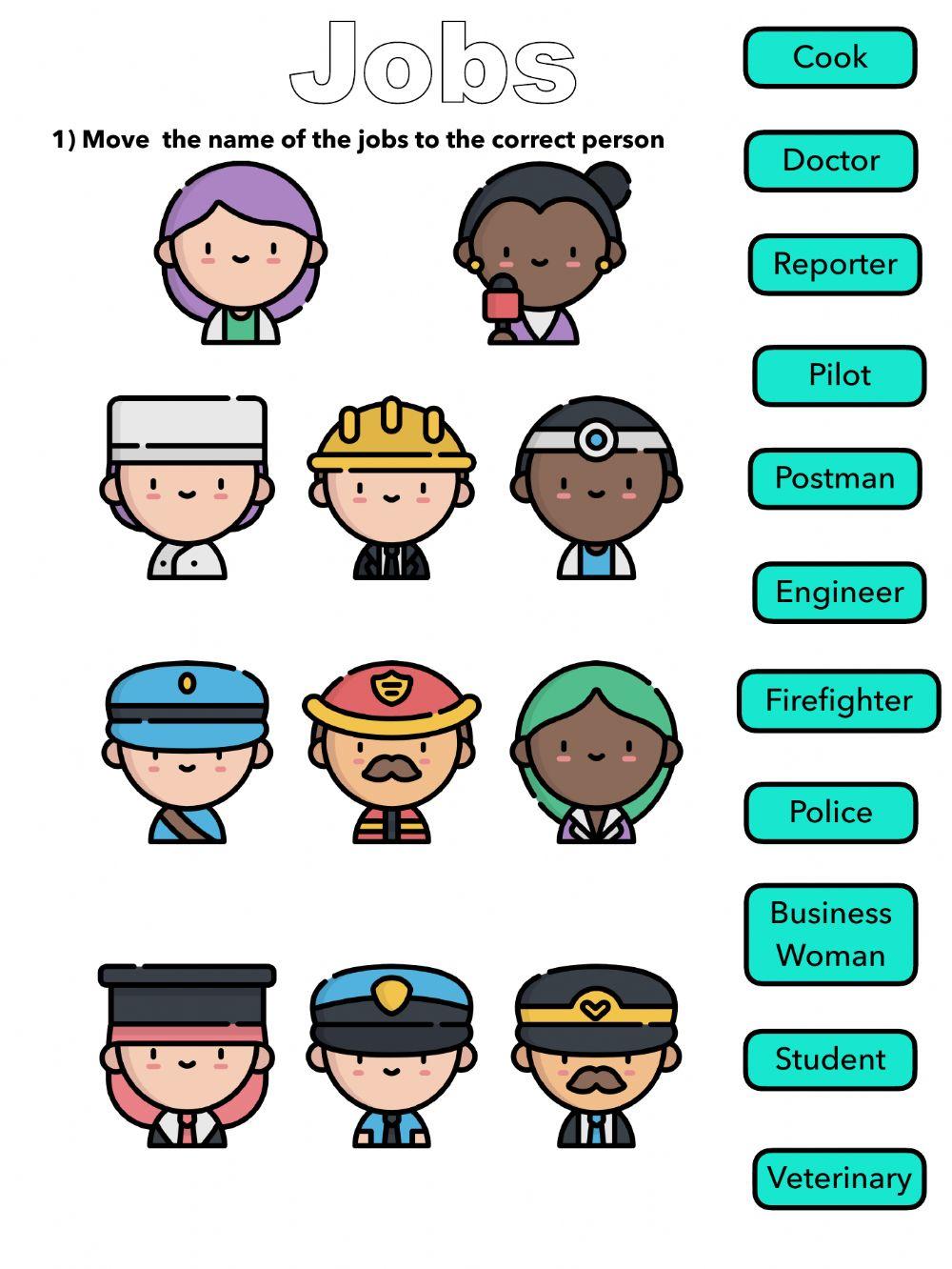 Jobs online exercise for 3 Y 4 | Live Worksheets