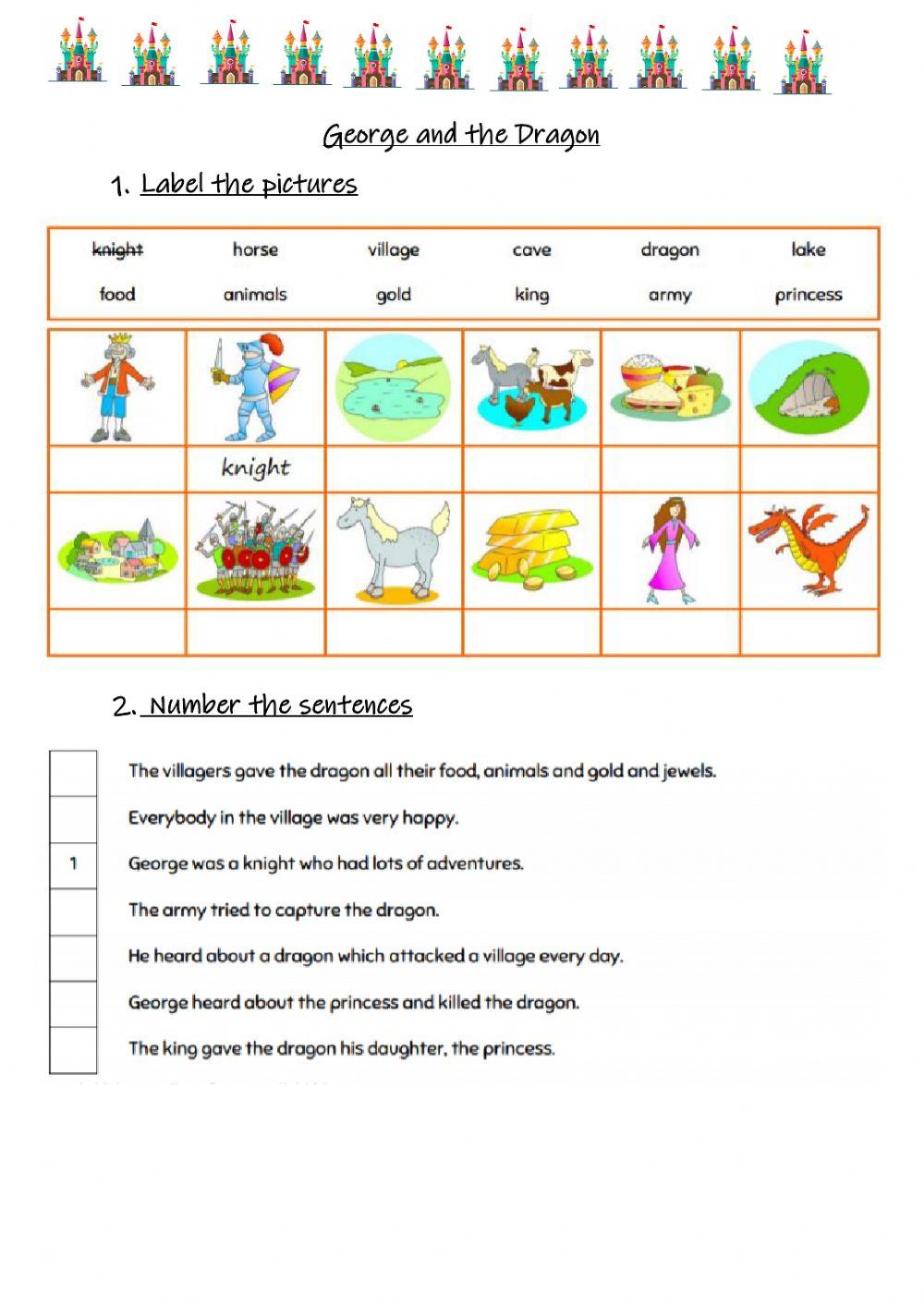 George and the dragon - Oct 29th worksheet | Live Worksheets