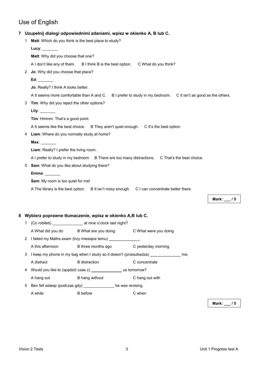 vision test uni… | Free Interactive Worksheets | 4370322
