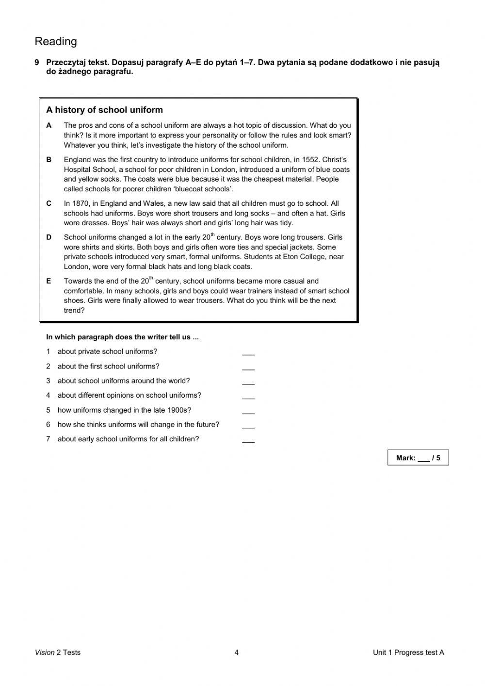 vision test uni… | Free Interactive Worksheets | 4370322