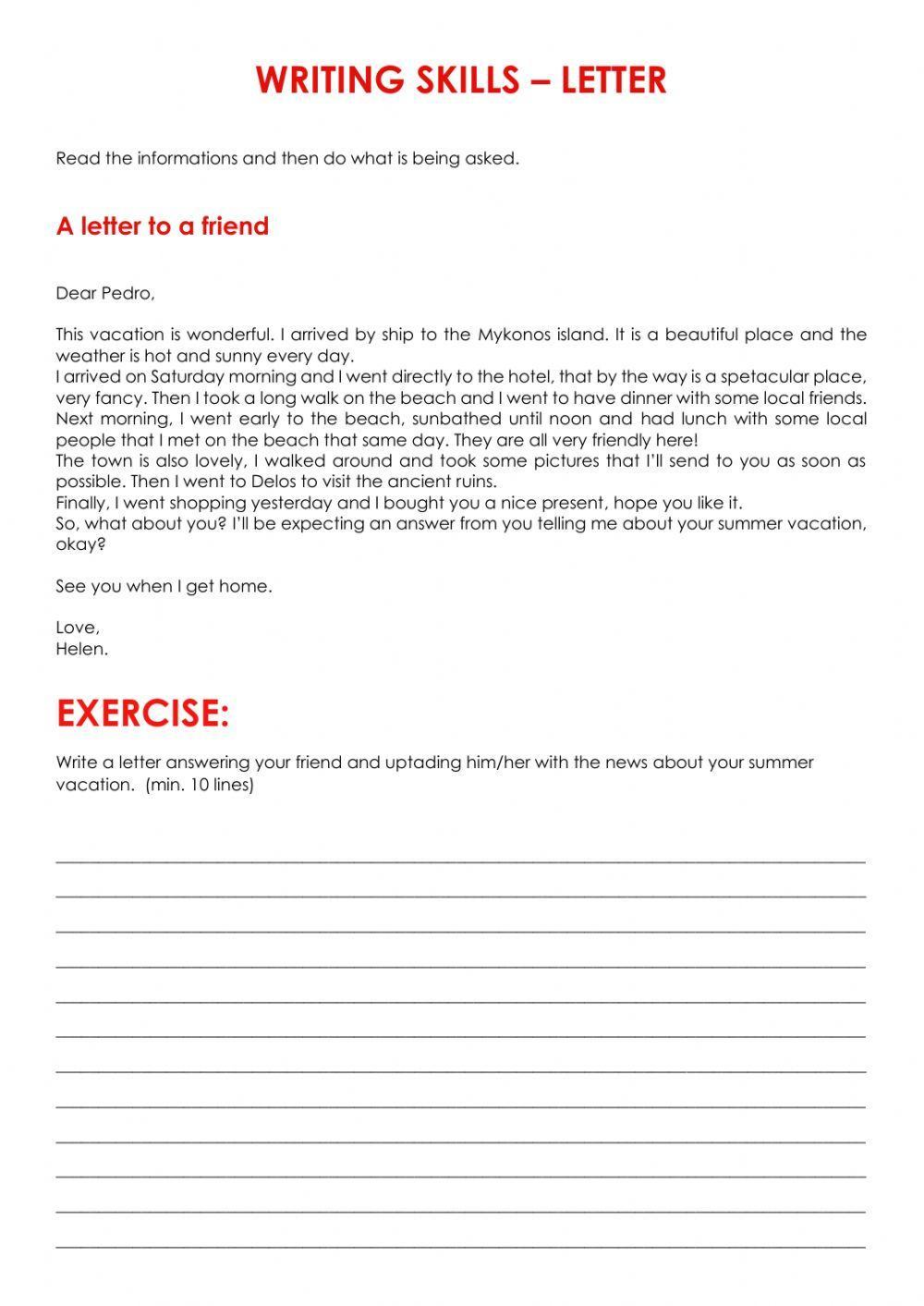 Informal letter 3 worksheet | Live Worksheets