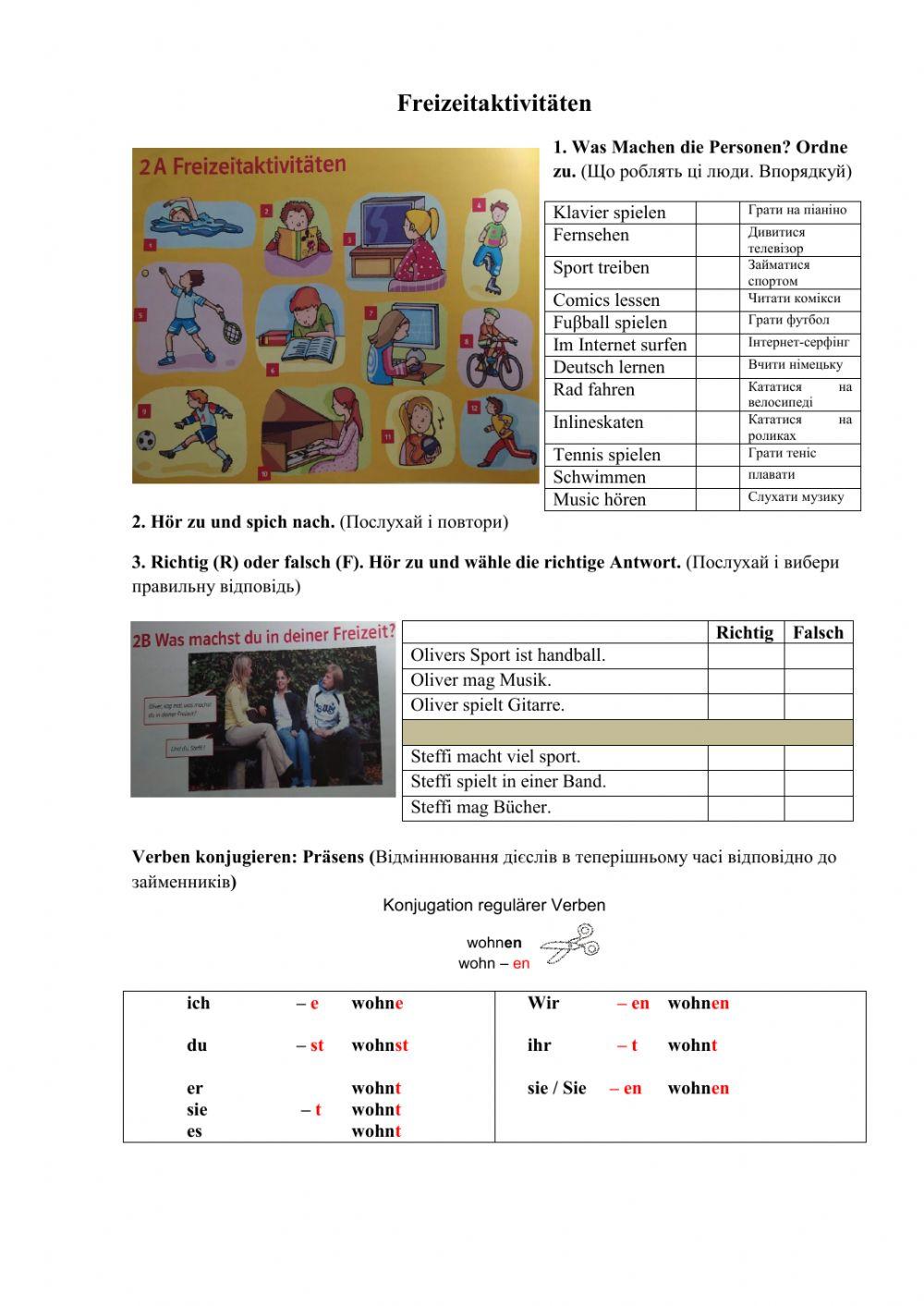 freizeit online exercise for | Live Worksheets