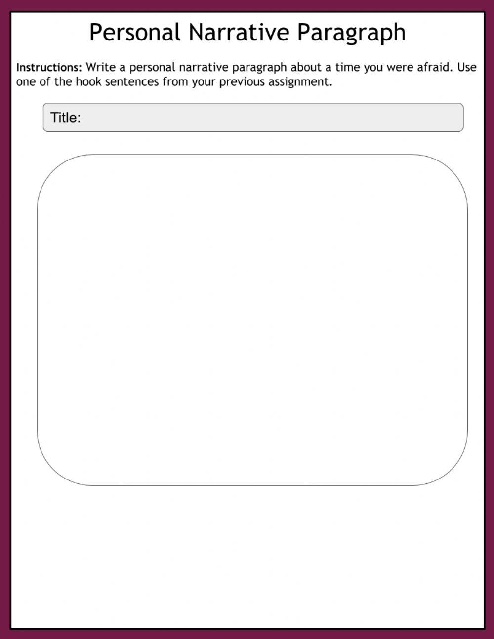 Personal Narratives - Drafting Paragraph 457725 | JULIE