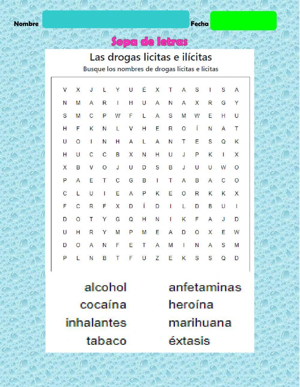 Sopa De Letras De Las Adicciones - MXEDUSA Sopa De Letras De Las Adicciones - MXEDUSA