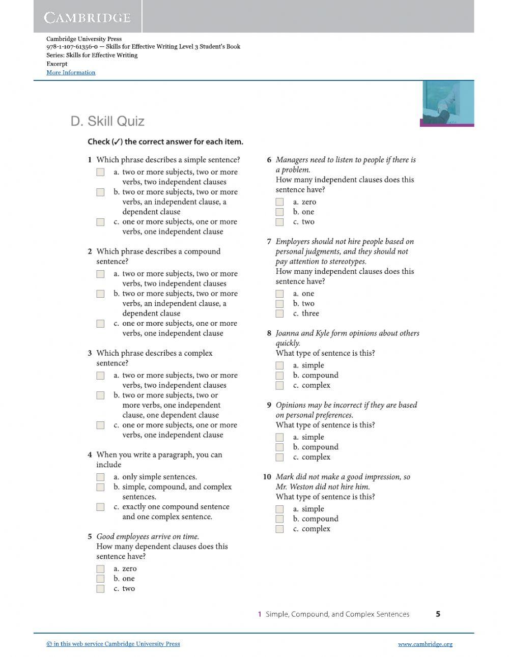 Simple, Compound, Complex Sentence Test | Loretta
