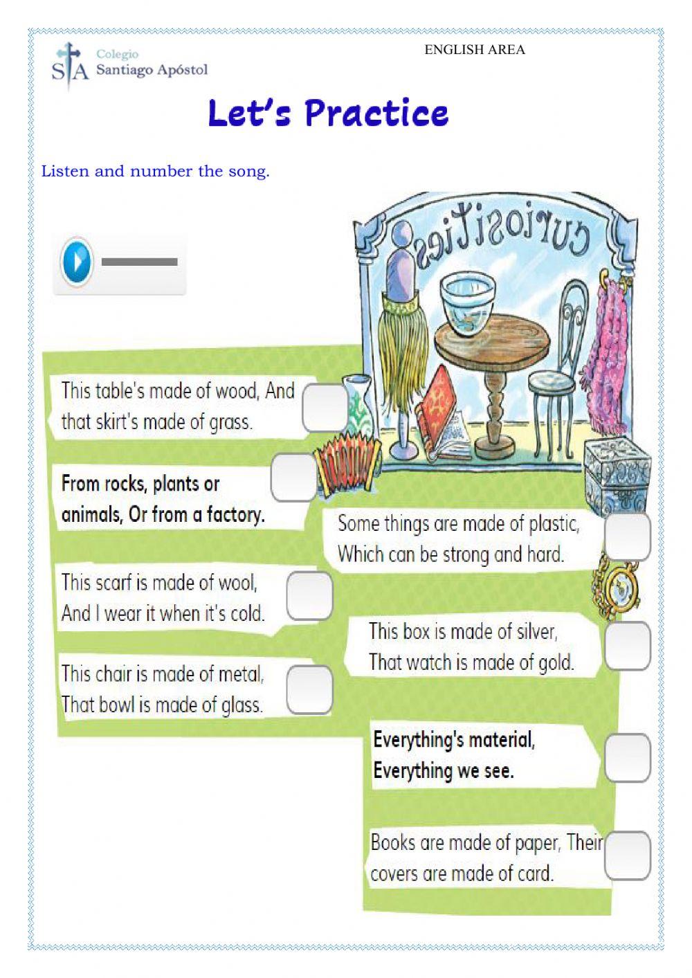 Everything's Material worksheet | Live Worksheets