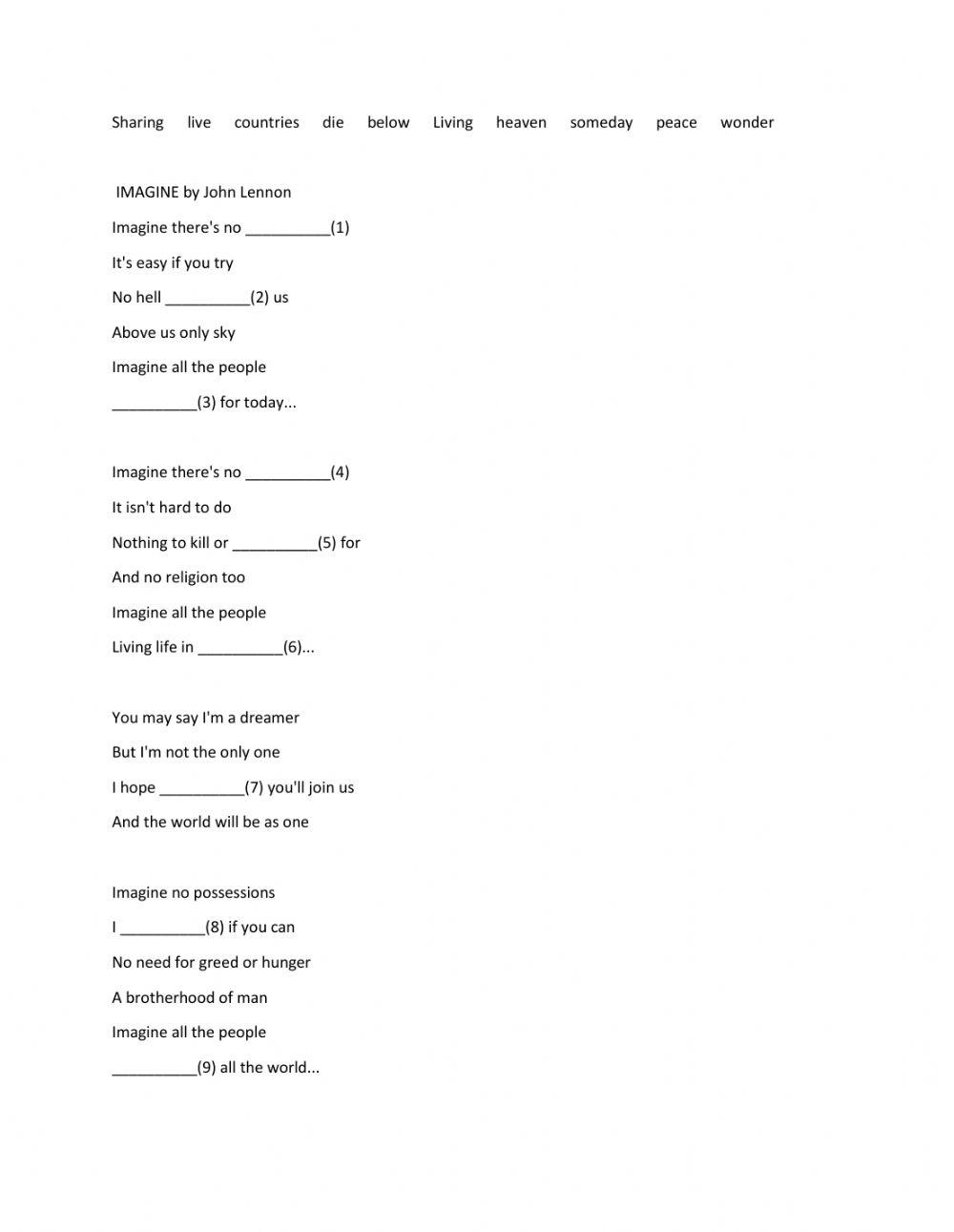 Imagine | Free Interactive Worksheets | 456204