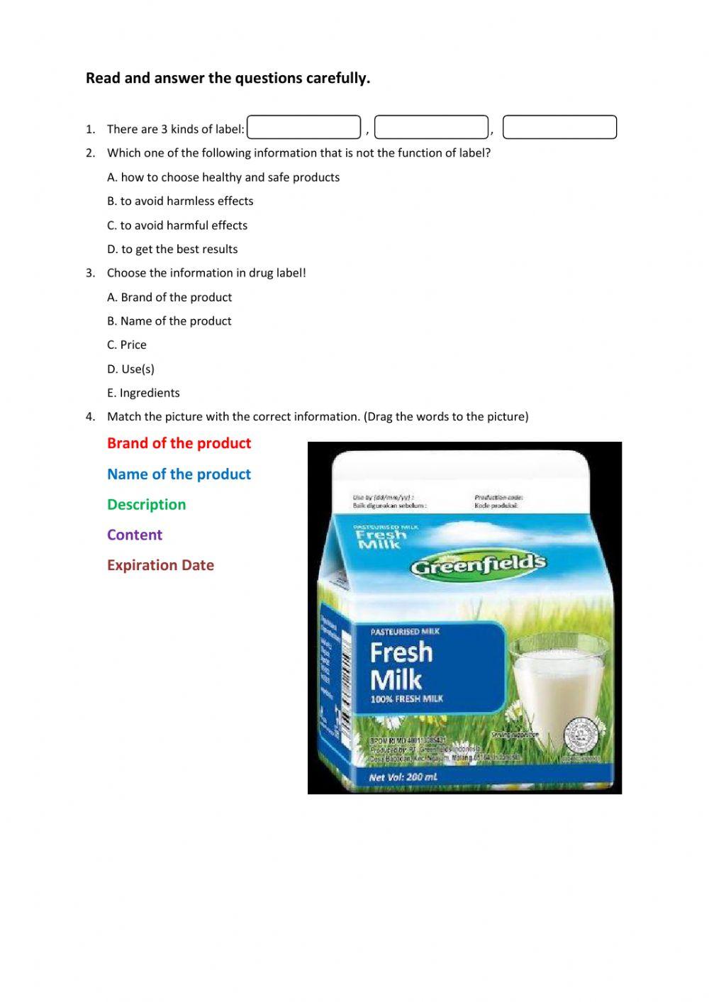 Label | Free Interactive Worksheets | 456606