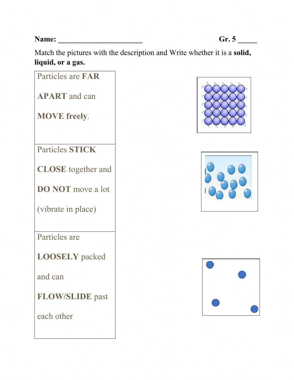 Particles of Ma… | Free Interactive Worksheets | 456592