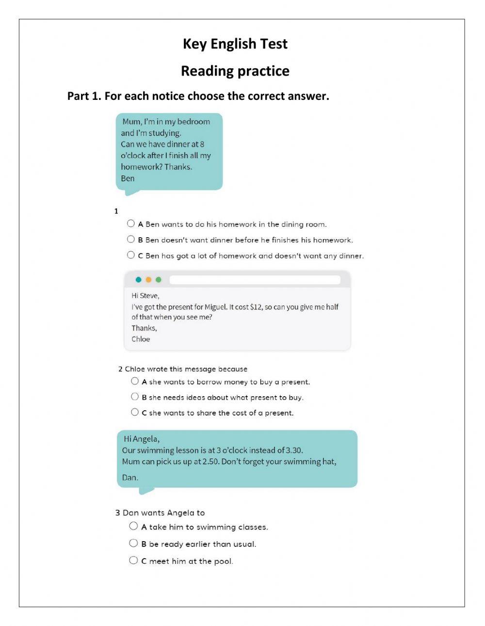 6184222 | KET Reading practice | Anhia_Ruales625