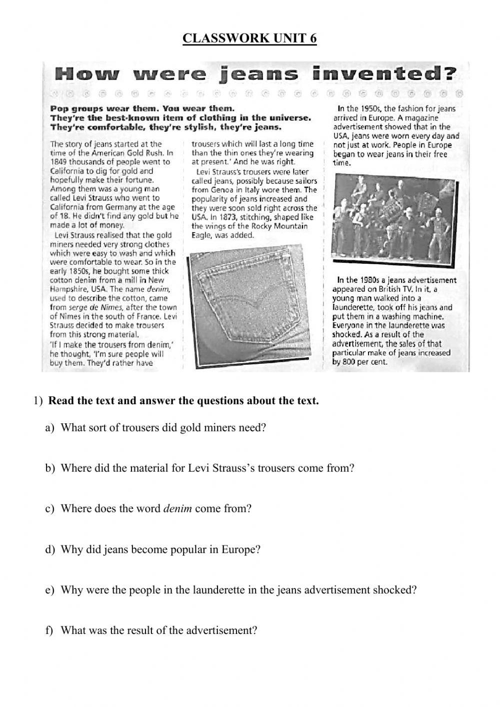 Unit 6 online pdf exercise | Live Worksheets