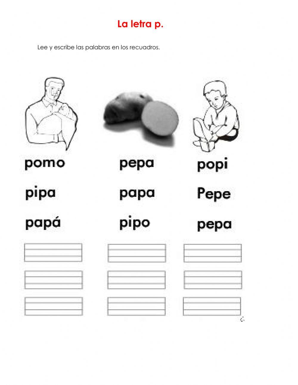 La letra p. worksheet for Jardín. | Live Worksheets