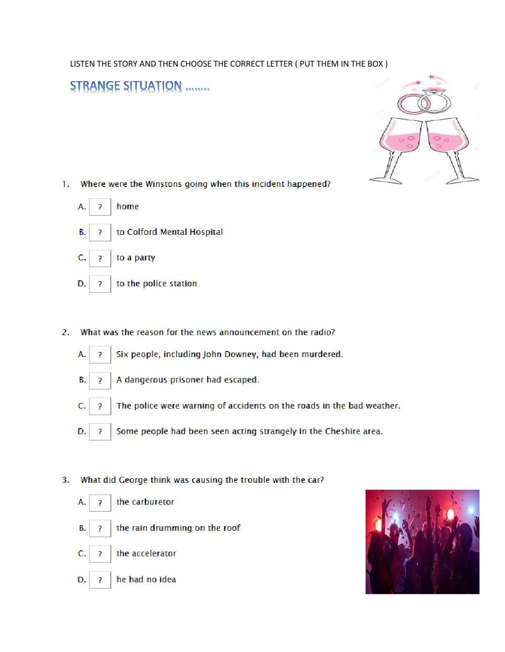 Strange story worksheet | Live Worksheets