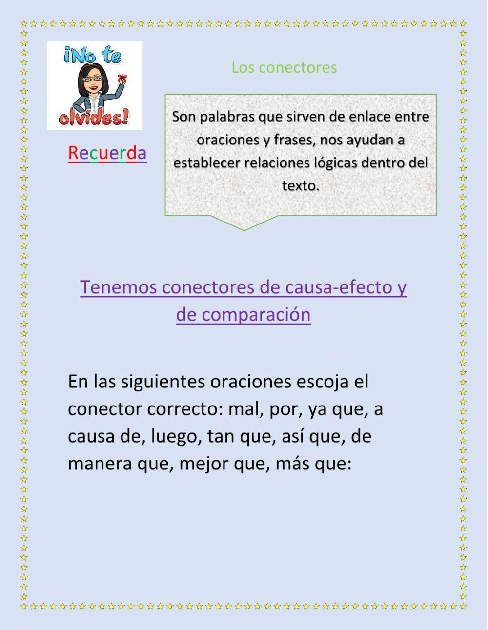 Conectores de Causa-efecto y Comparación 397204 | Paulina