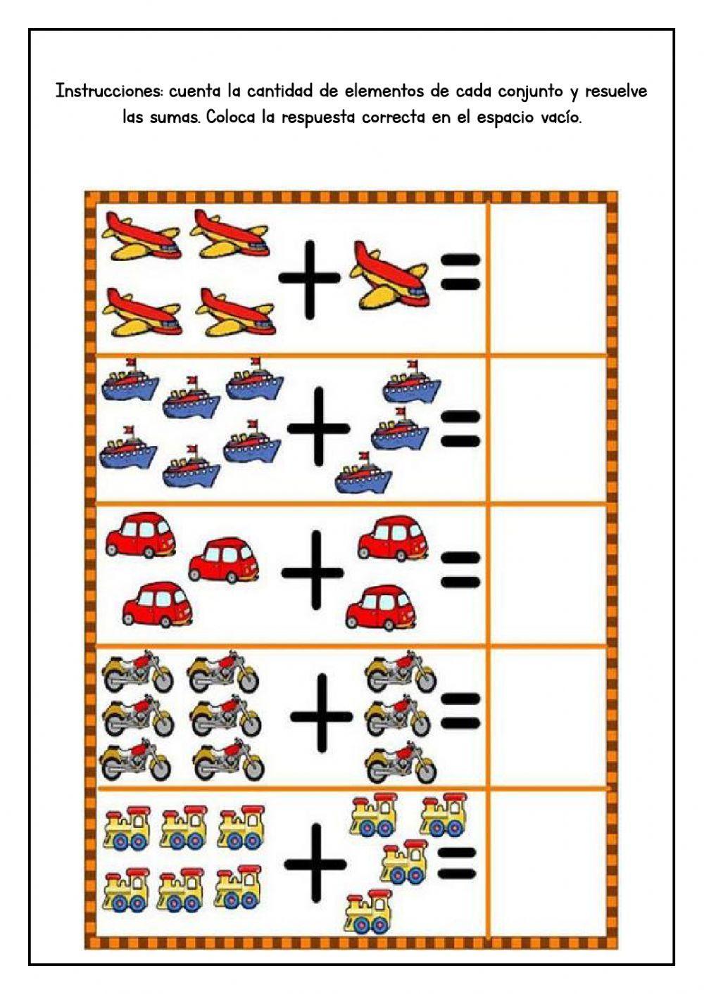 Sumas online exercise for kinder | Live Worksheets