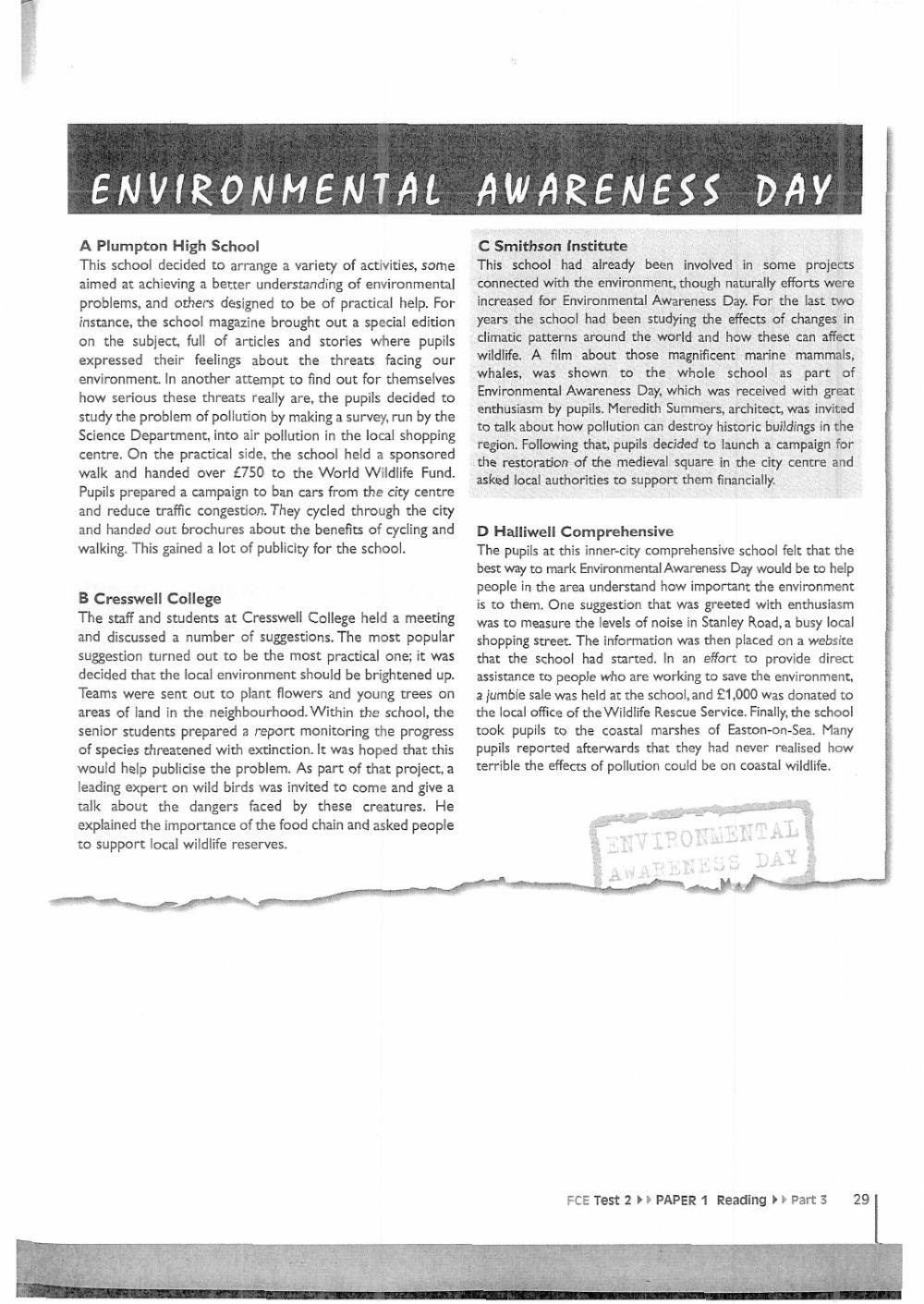 fce practice test exam 2 reading online exercise for | Live Worksheets