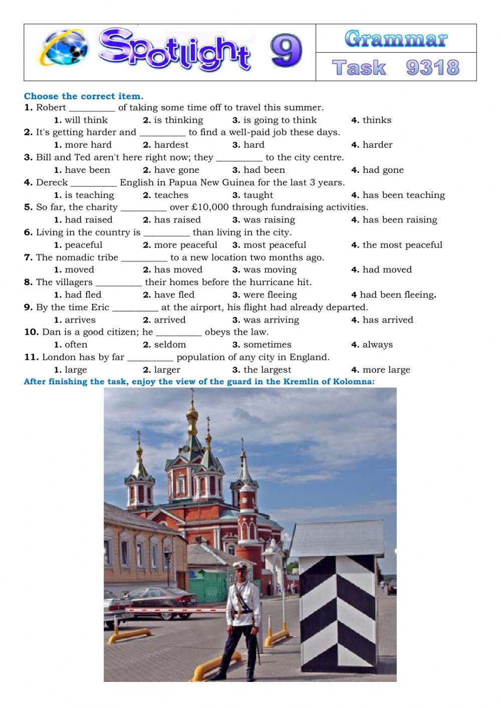 Spotlight 9 Tas… | Free Interactive Worksheets | 397735