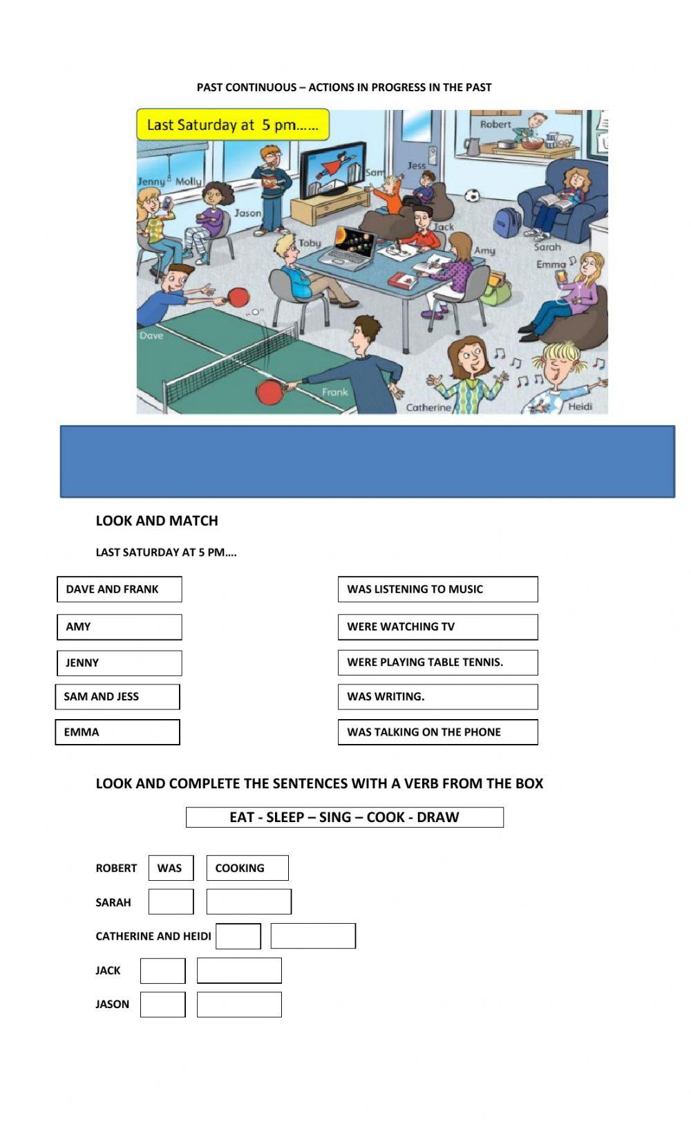 Past Continuous online worksheet for Pre intermediate | Live Worksheets