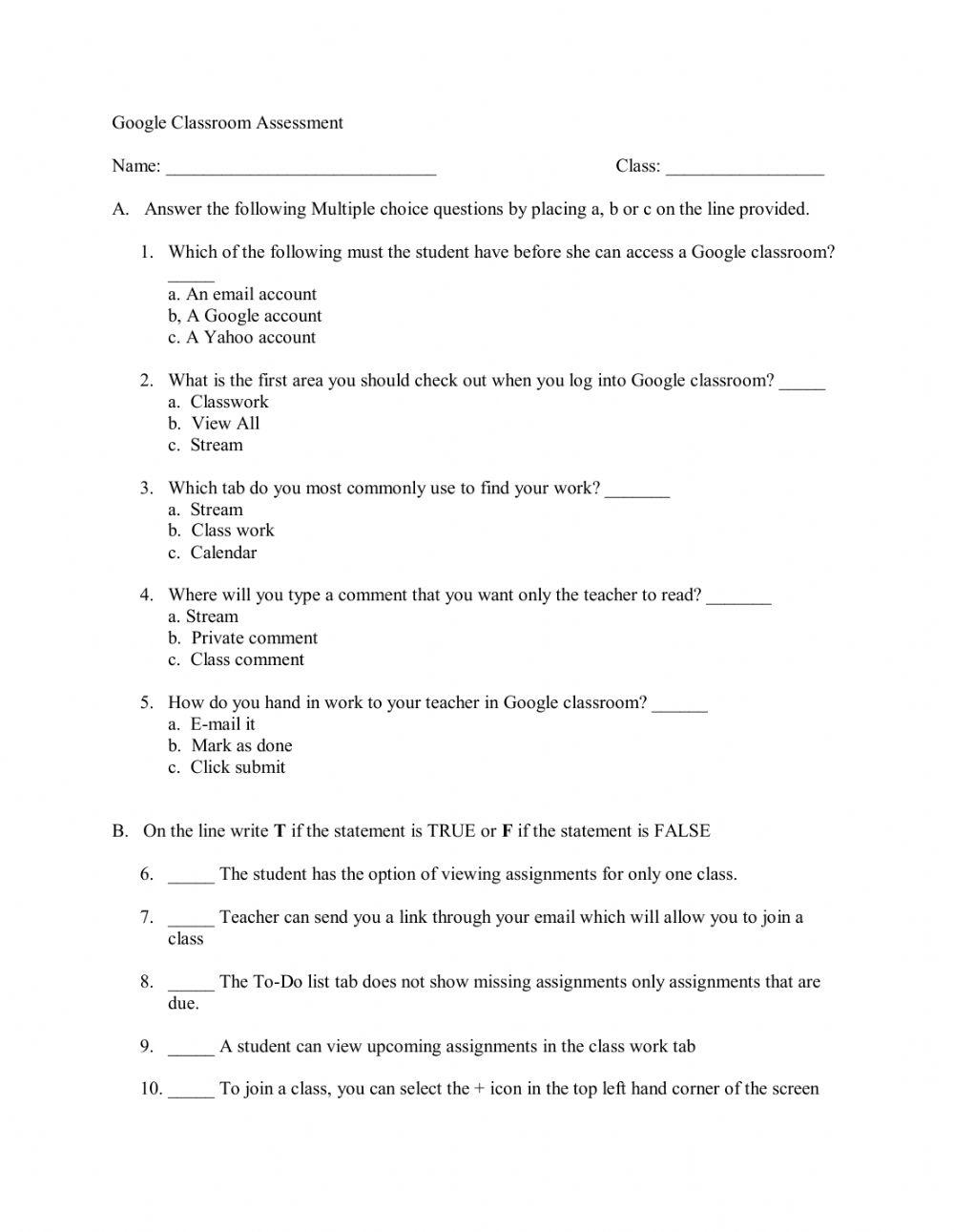 Google classroom Assessment 6100621 | ricogs3110 | Live