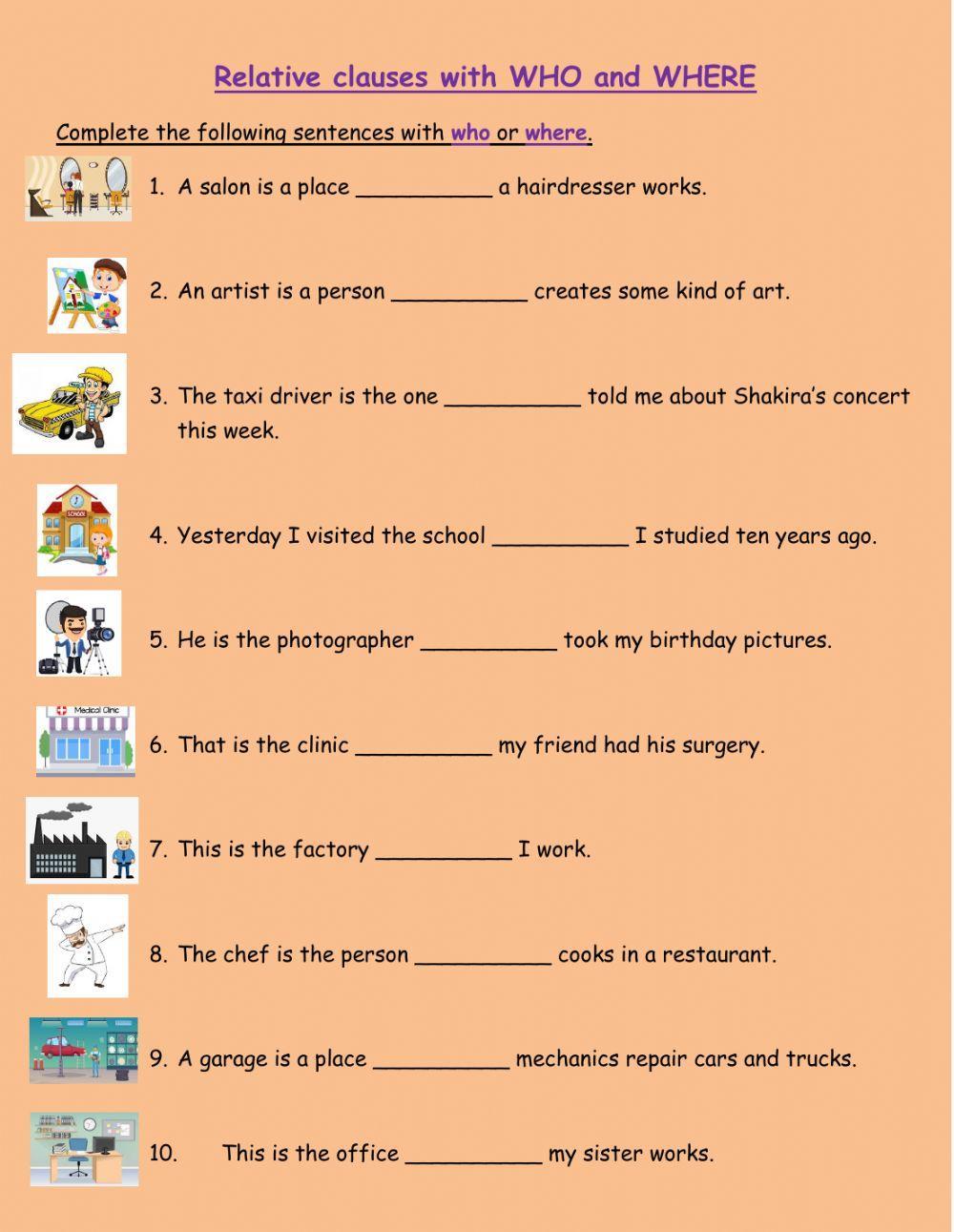 Relative clause… | Free Interactive Worksheets | 458563