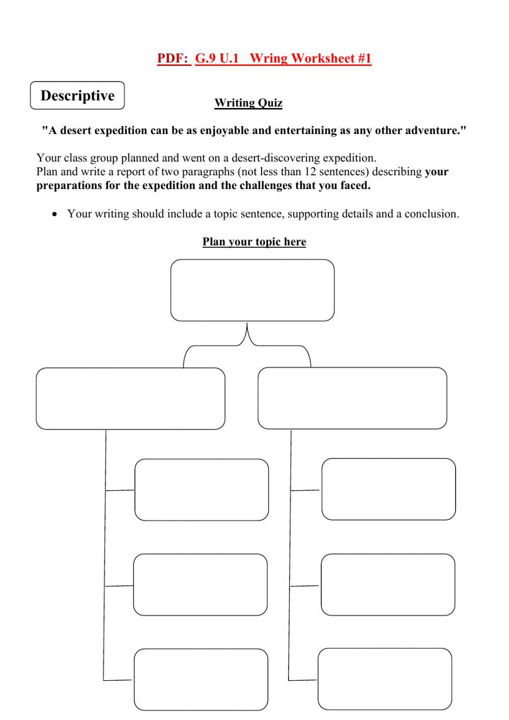 descriptive writing online exercise for | Live Worksheets