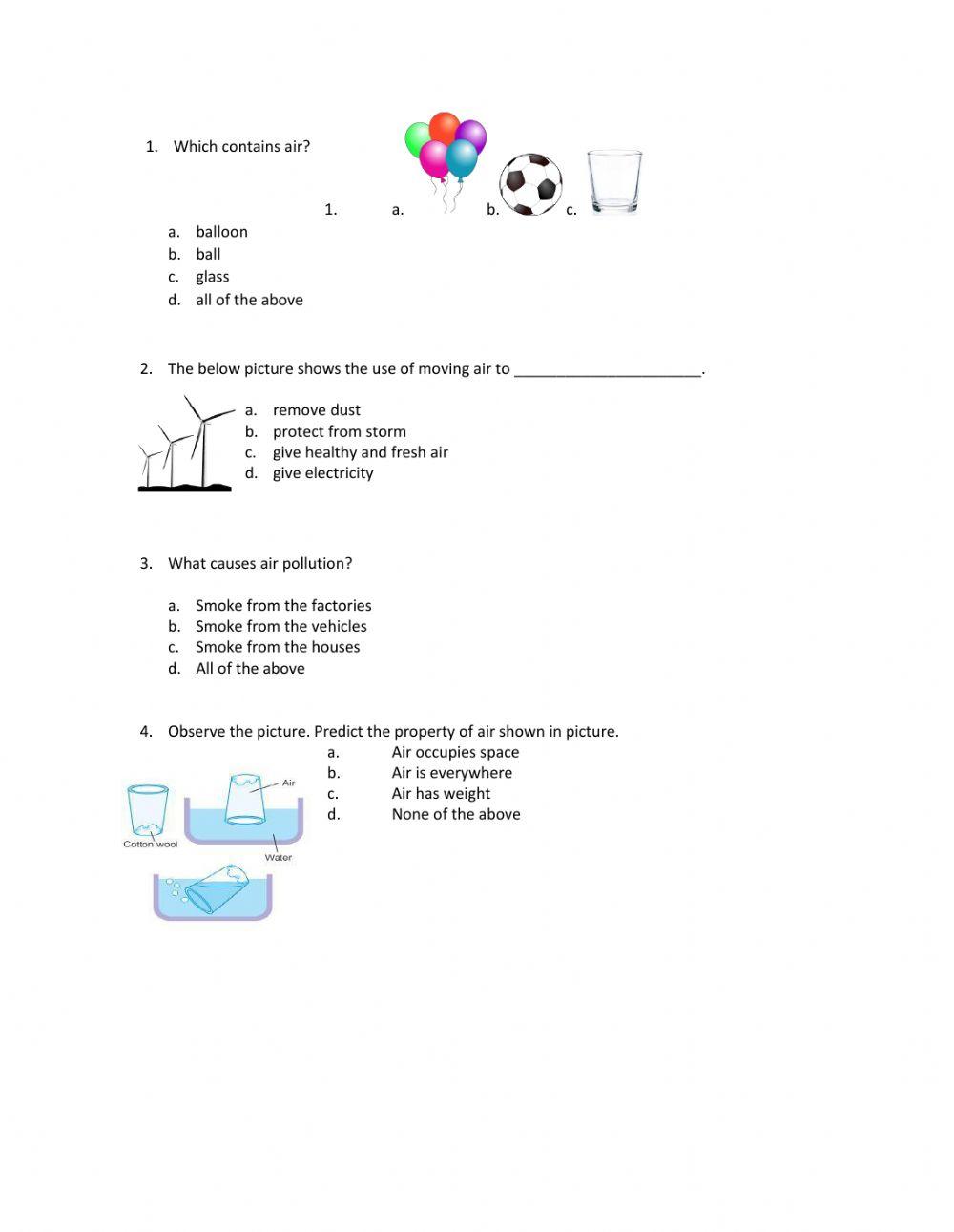 Air around us | Free Interactive Worksheets | 462470