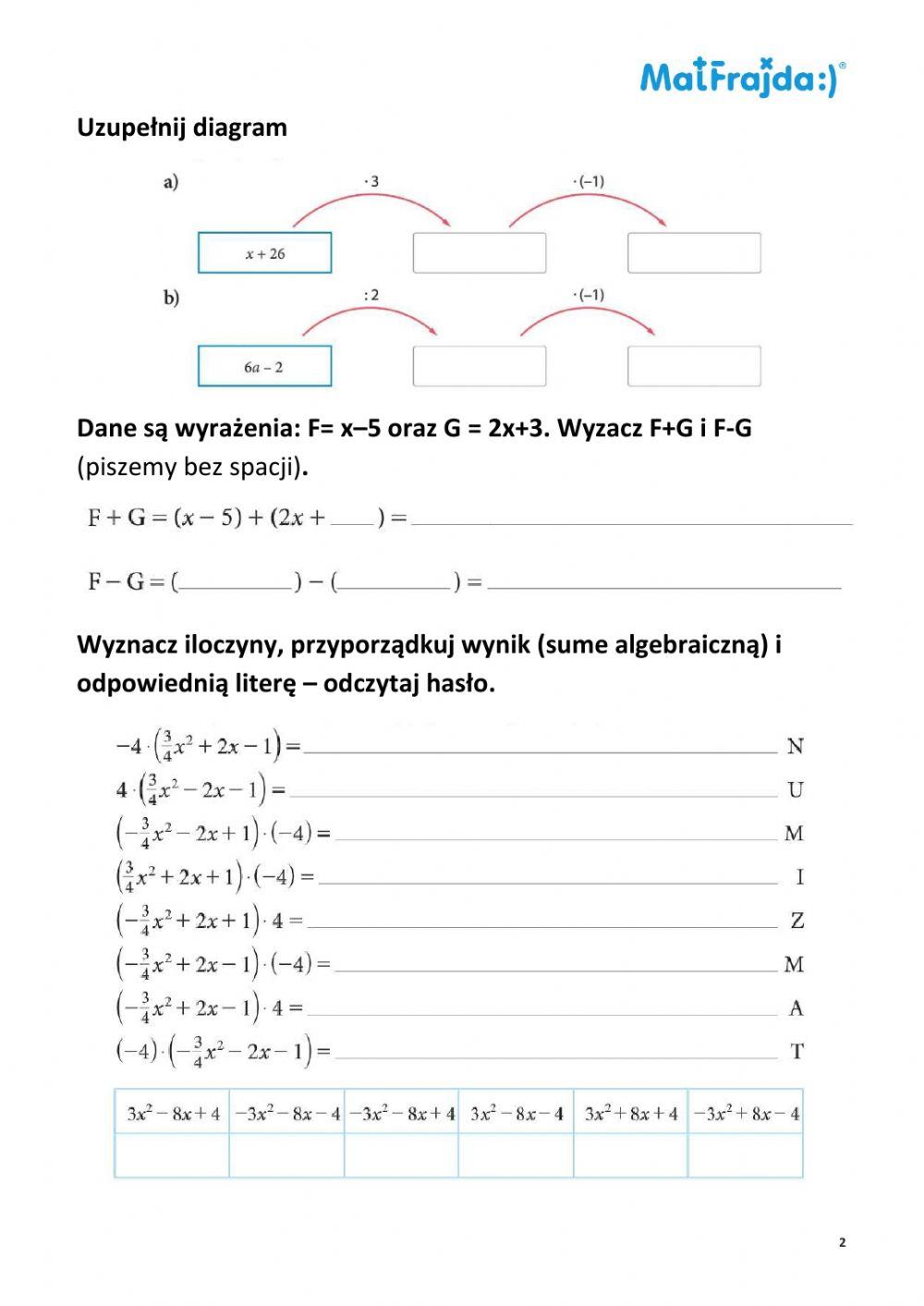 kp 7.6 (kl. 7) sumy algebraiczne i działania na