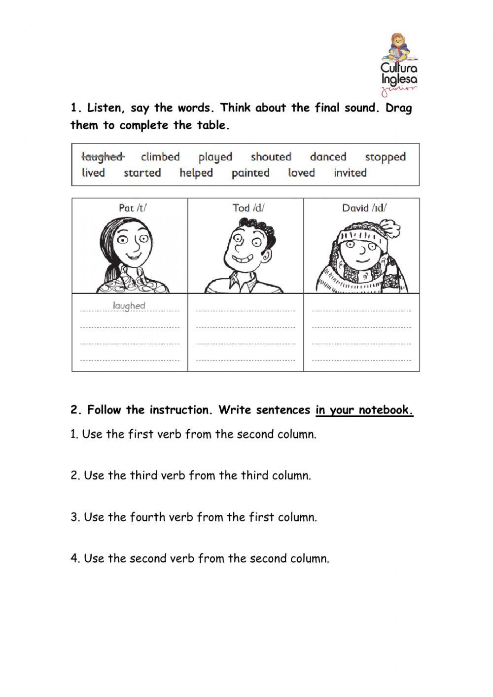 Ed pronunciation - Cultura worksheet | Live Worksheets
