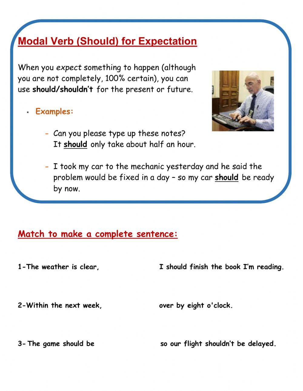 Should for expectations interactive worksheet | Live Worksheets