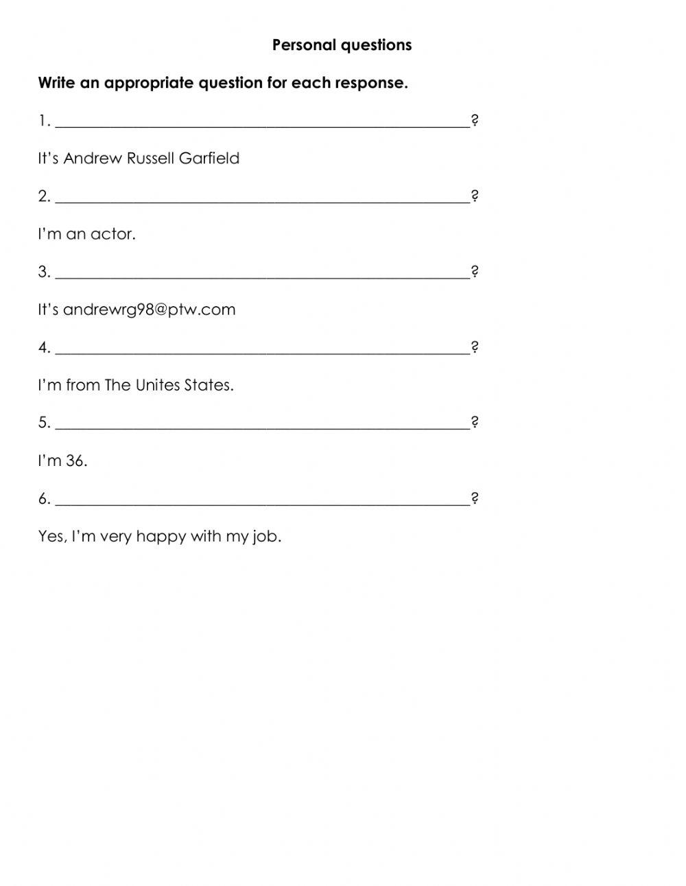 Personal Questions Interactive Exercise For A1 Live Worksheets personal-questions-interactive-exercise-for-a1-live-worksheets