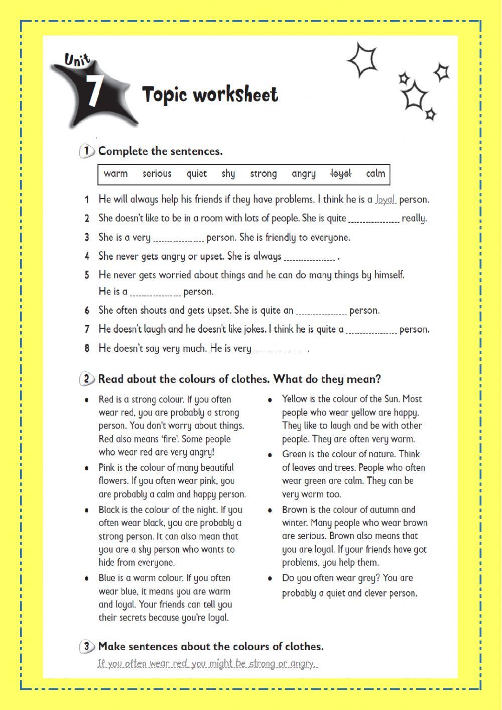 Topic Unit 7 460116 | Karen Medina | Live Worksheets