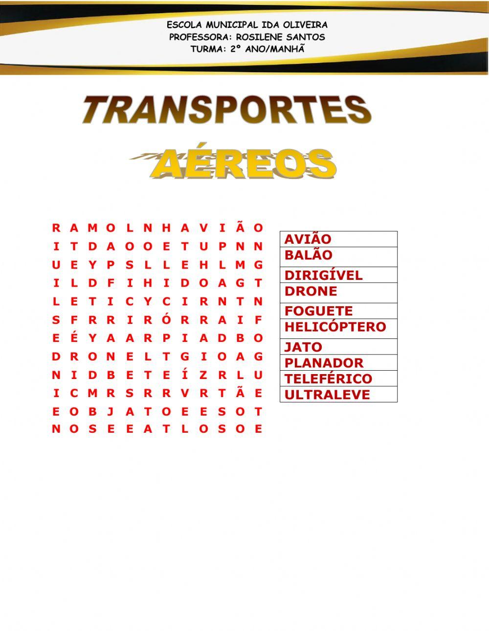 Transportes aér… | Free Interactive Worksheets | 460127