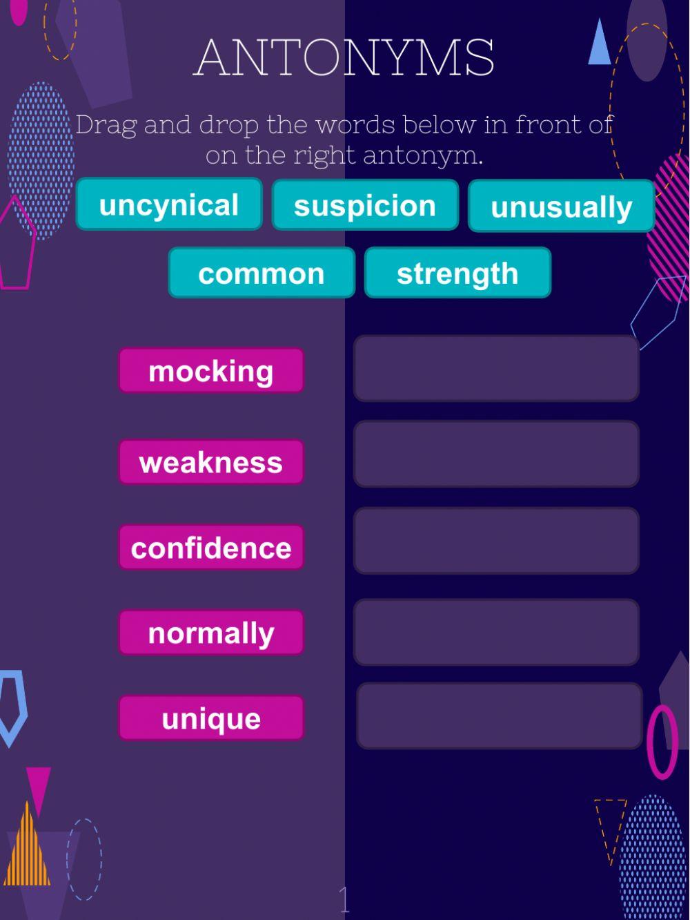 Antonyms (3) worksheet | Live Worksheets